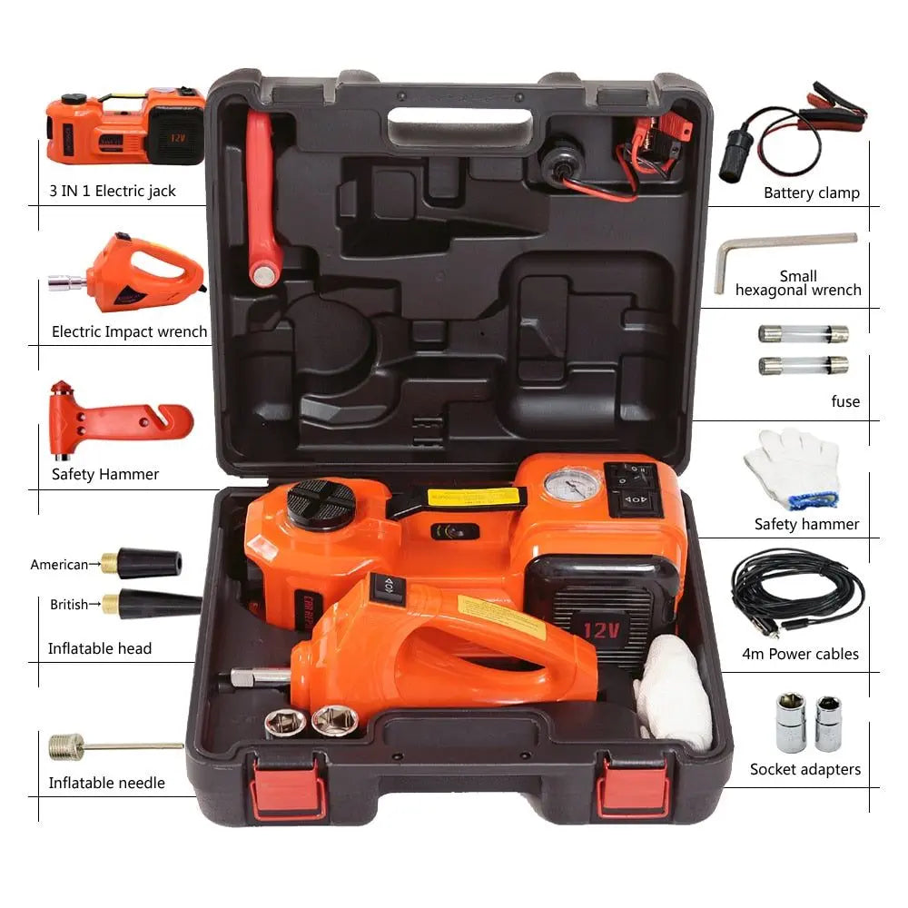 12V 5Ton Car Jack Electric Hydraulic Jack Portable Emergency Kit