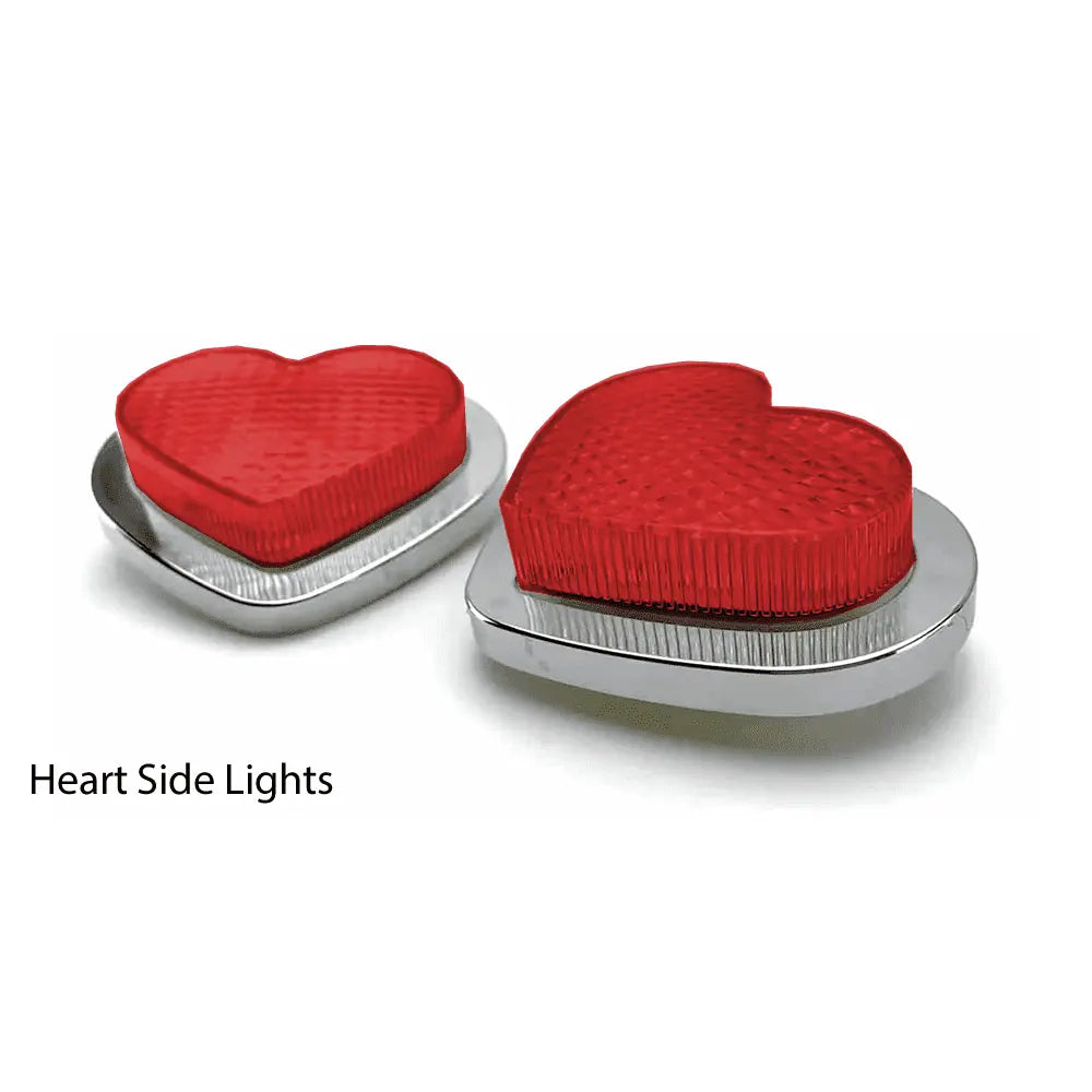 Red LED Heart Shape Side Marker Indicators (Pair) - Tokyo Tom's
